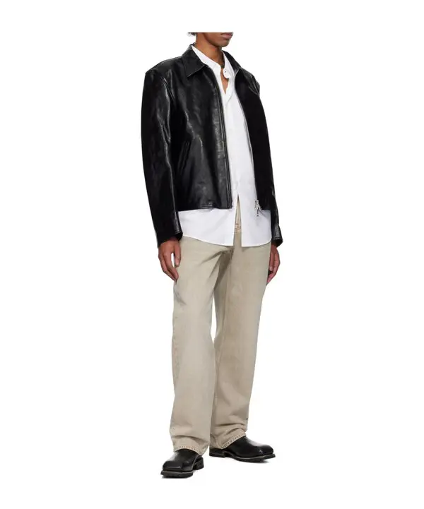 Our Legacy Dyed Leather Zip-up Jacket - Black