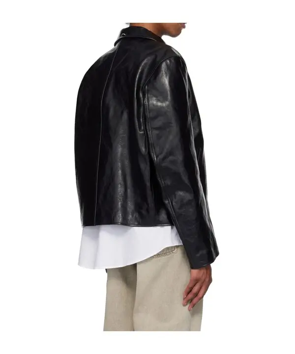 Our Legacy Dyed Leather Zip-up Jacket - Black