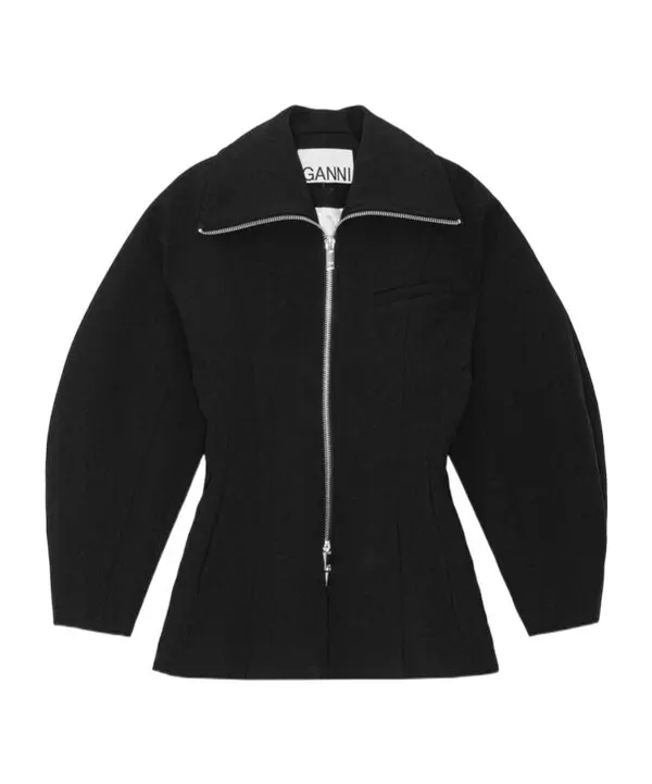 GANNI Jacket With Collar - Black