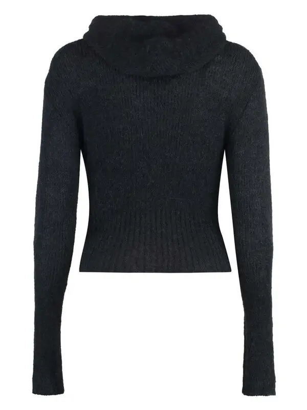 Our Legacy Compact Hood Knitted Zip-up Cardigan - Black