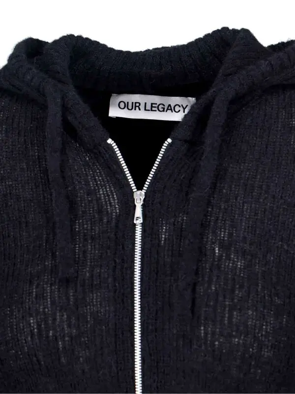 Our Legacy Compact Hood Knitted Zip-up Cardigan - Black
