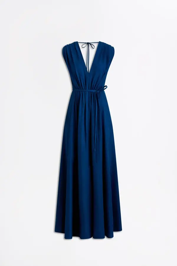 Scanlan Theodore Silk Jacquard Long Dress - Blue