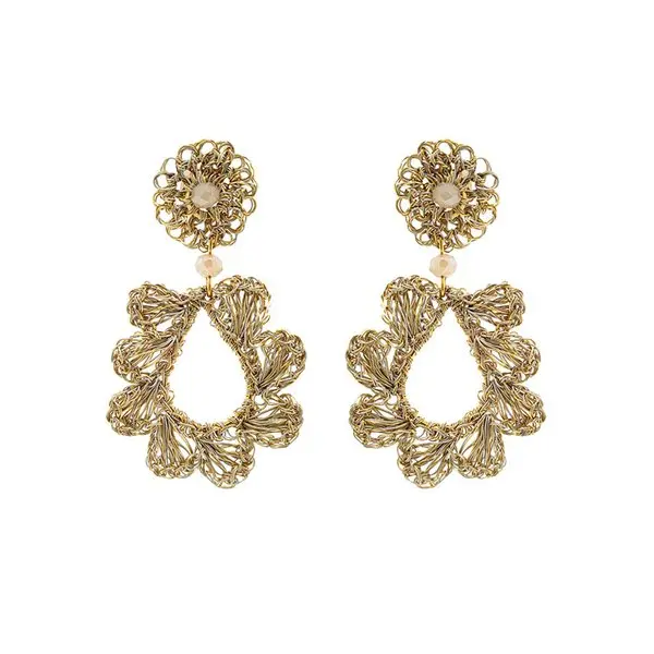 LAVISH BY TRICIA MILANEZE Vintage Audrey Dangle Handmade Crochet Earrings - Gold