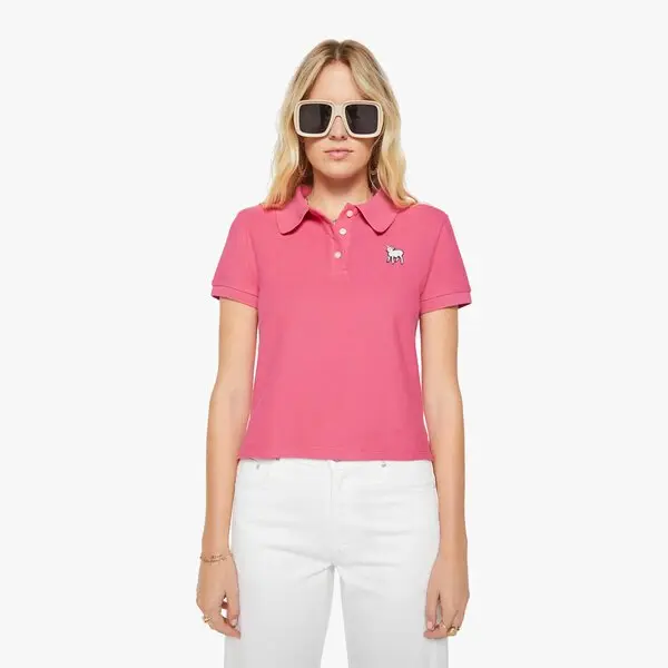 MOTHER The Split S/s Polo Shirt With Embroidered Lamb - Multi