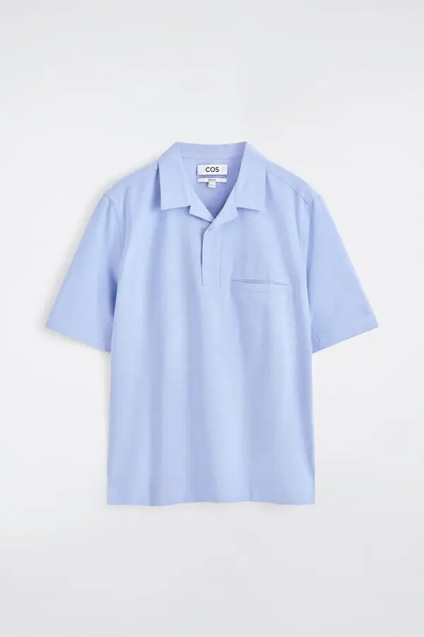 Cos Oxford Cotton Popover Shirt - Light Blue
