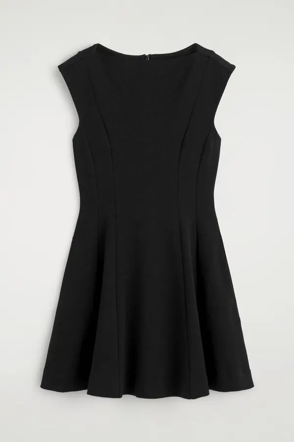 Cos Sculpted Flared Cotton Mini Dress