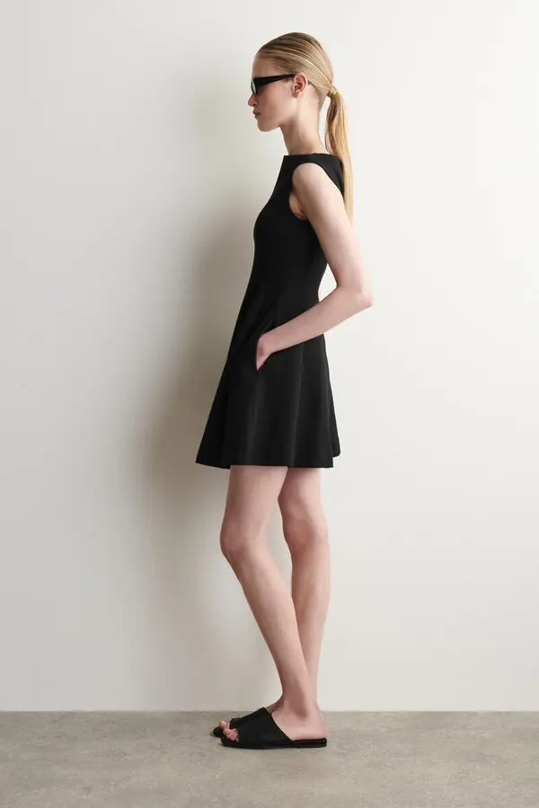 Cos Sculpted Flared Cotton Mini Dress