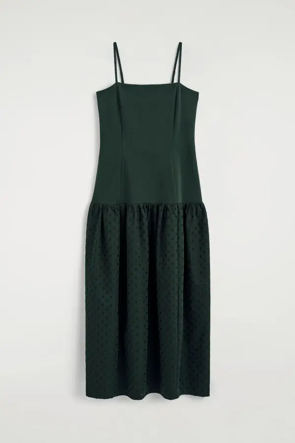 Cos Polka-dot Sculpted Dropped-waist Dress - Green