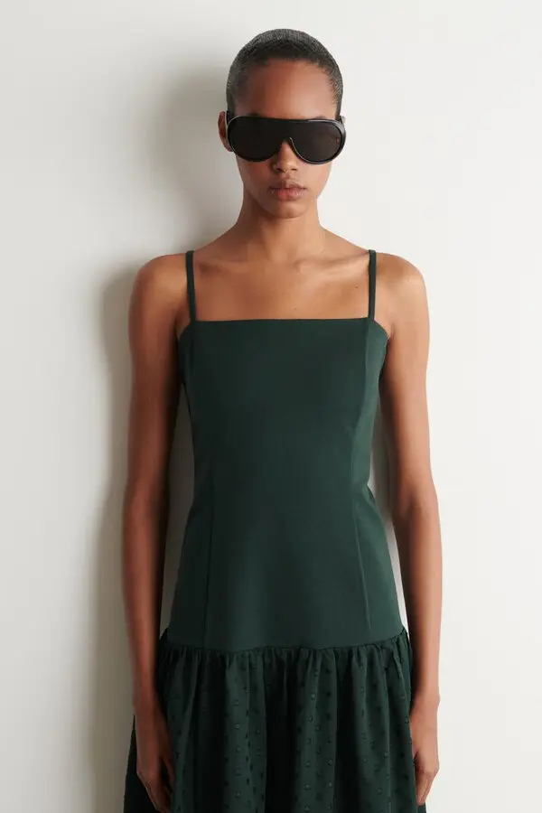 Cos Sculpted Dropped-waist Midi Dress With Polka Dots