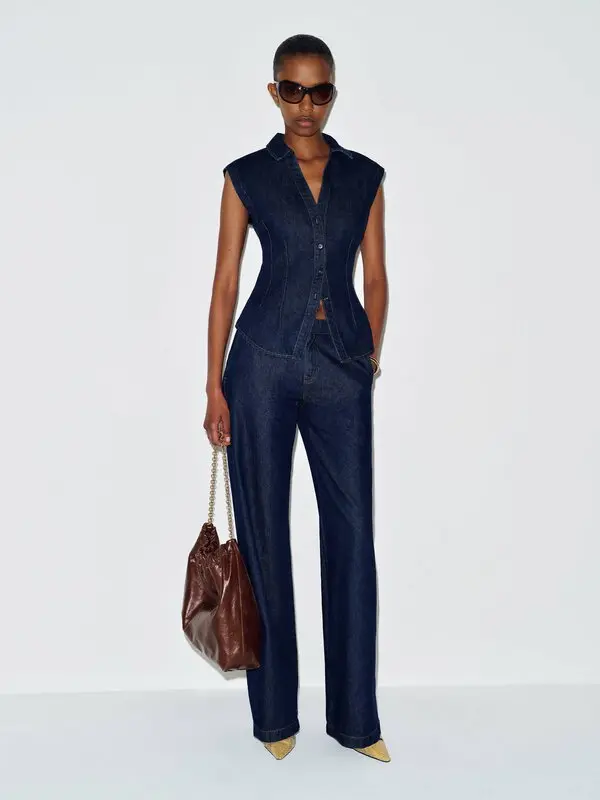 REFORMATION Veronica Denim Top