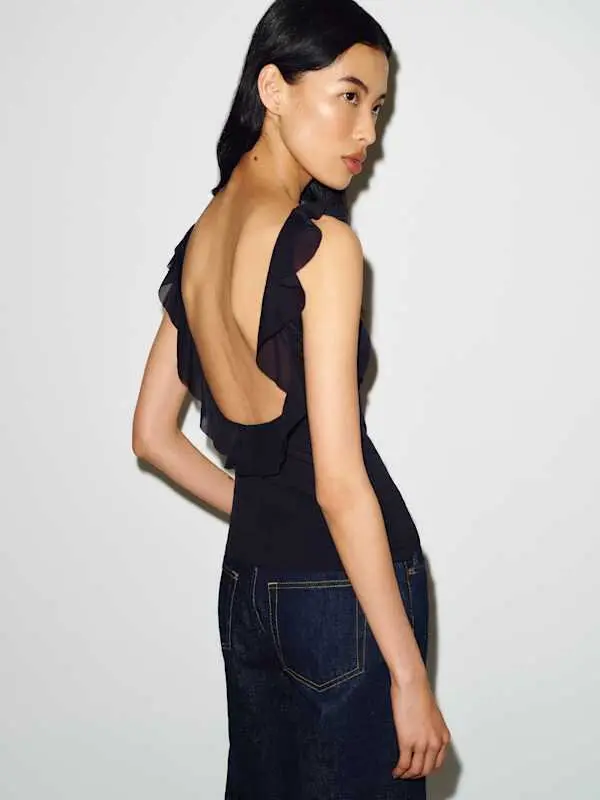 REFORMATION Georgianna Knit Top - Black