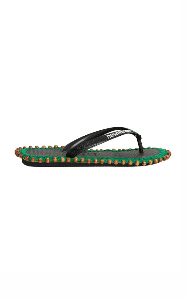 Tresse Tressé X Havaianas Avaia Wood-beaded Rubber Sandals - Black
