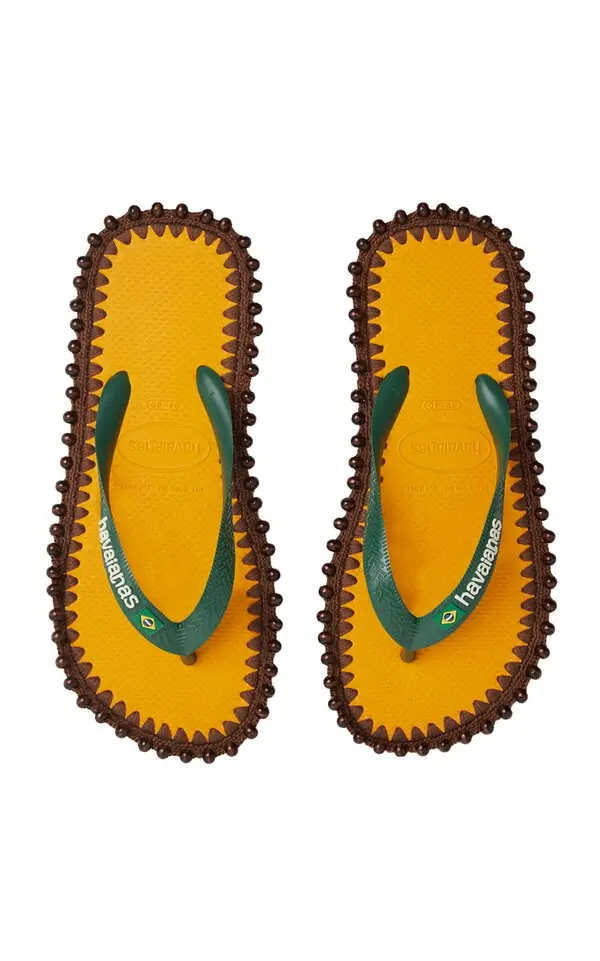 Tresse Tressé X Havaianas Avaia Wood-beaded Rubber Sandals - Yellow