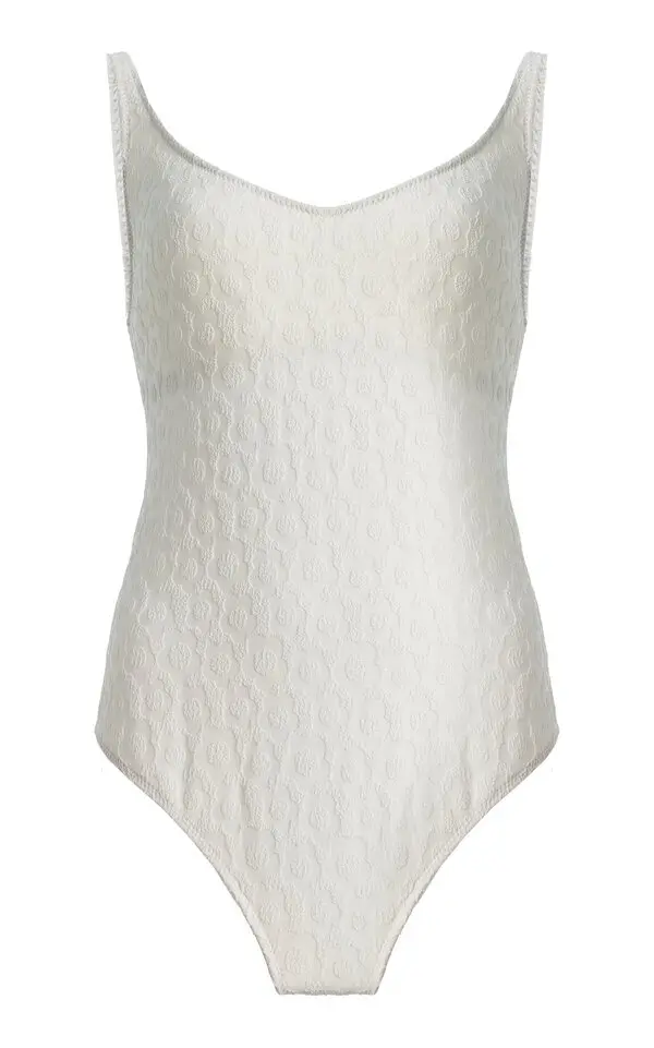 Lisa Marie Fernandez Marilyn Floral Jacquard One-piece Swimsuit - White