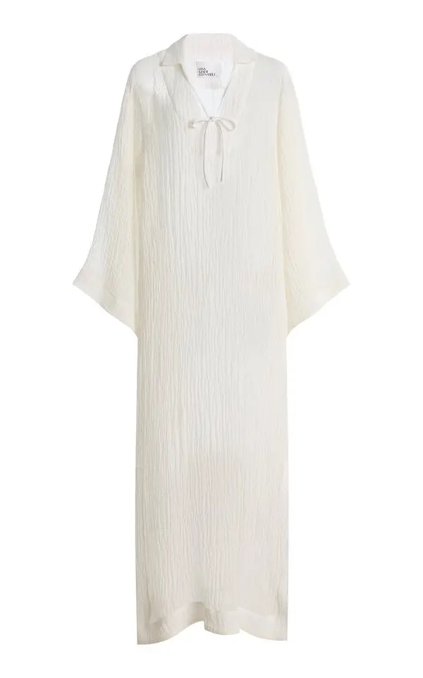 Lisa Marie Fernandez Linen-blend Maxi Tunic Caftan - White