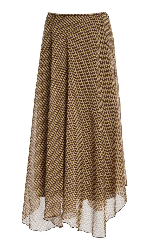 SIR. Chiffon Maxi Skirt With Asymmetrical Hem - Brown