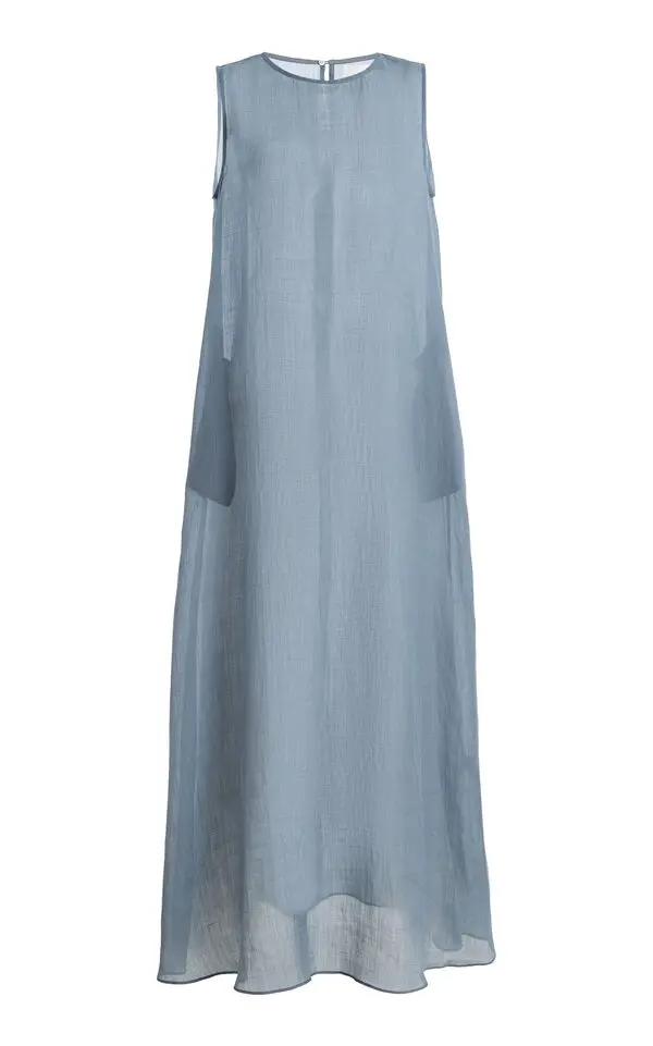 LESET Niko Sleeveless Chiffon Maxi Dress - Grey