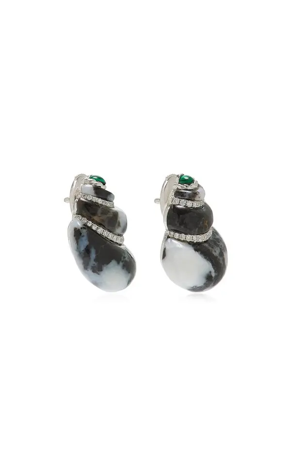 Yvonne Léon Mini Shell 9k White Gold -stone Earrings