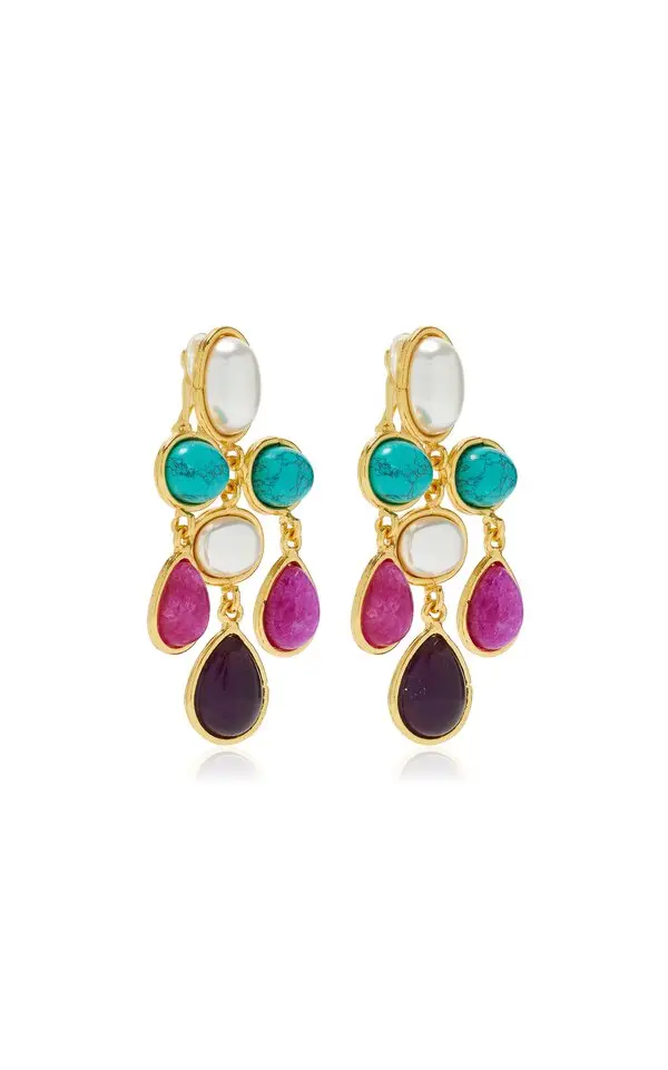 Sylvia Toledano Valse 22k Gold-plated Brass -stone Earrings