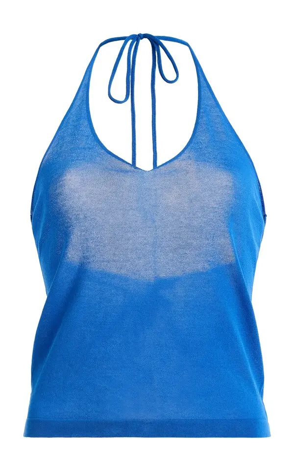 ZIAH Sheer Cotton-blend Knit Halter Cami Top