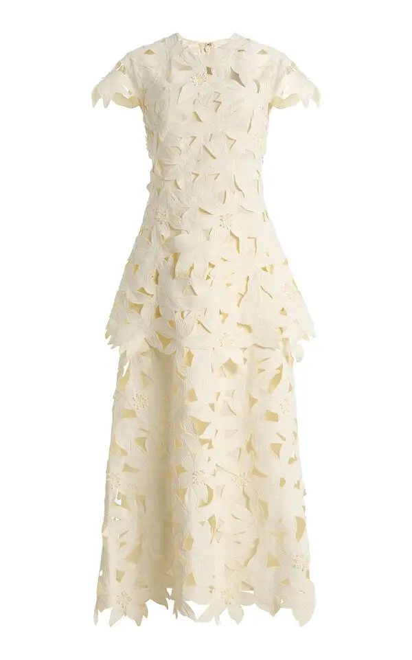 Simkhai Neve Embroidered Crepe Midi Dress - White