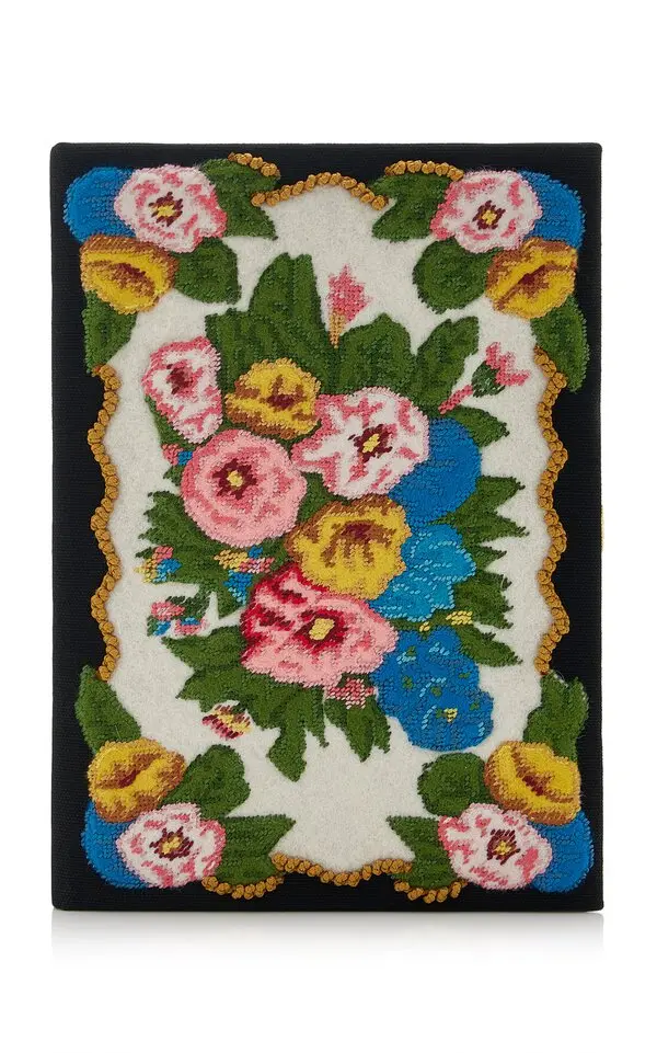 OLYMPIA LE-TAN Floral Book Clutch - Black