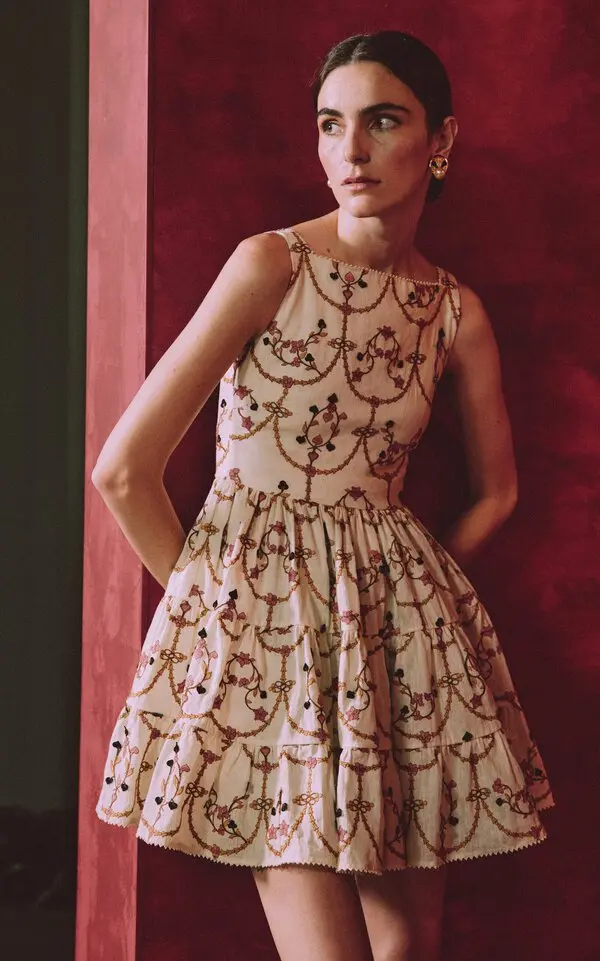 Agua Bendita Abeja Mini Hechizo Linen Mini Dress