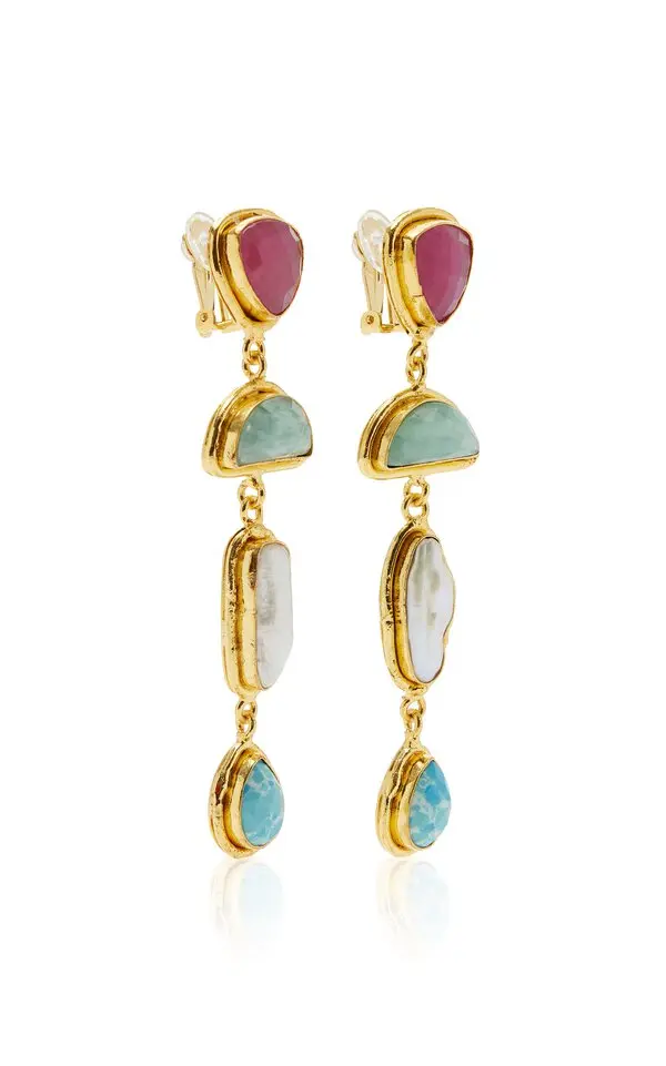 Sylvia Toledano Cascade 22k Gold-plated Brass -stone Earrings