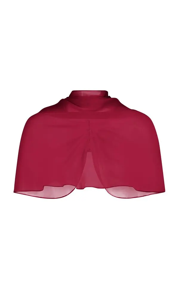 Lela Rose Silk Chiffon Capelet - Burgundy