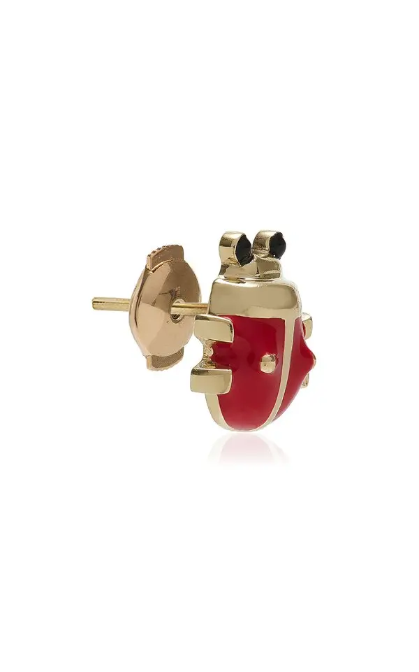 Yvonne Léon Mini Ladybug 9k Gold Enamel Single Earring