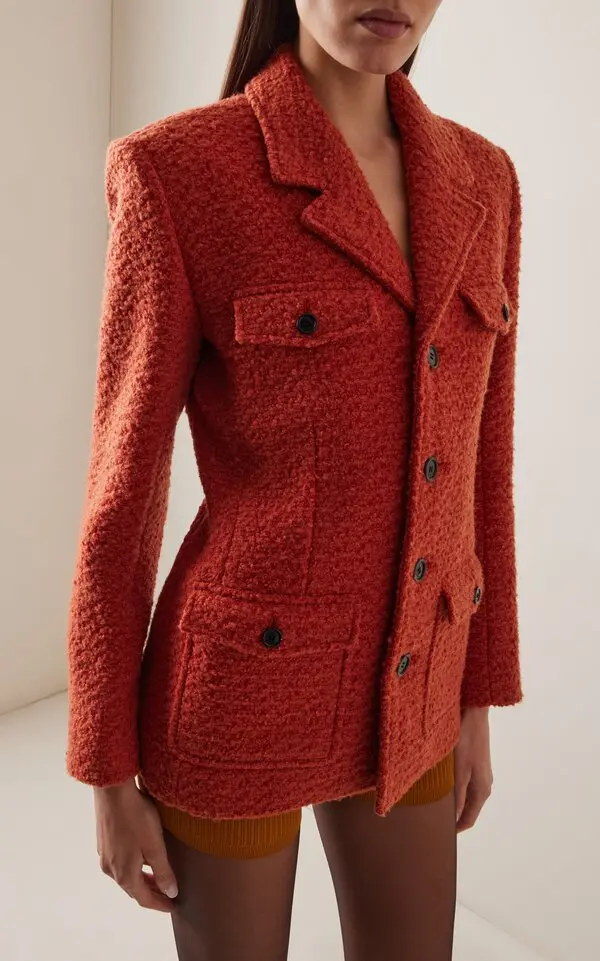 Saint Laurent Pocketed Tweed Jacket