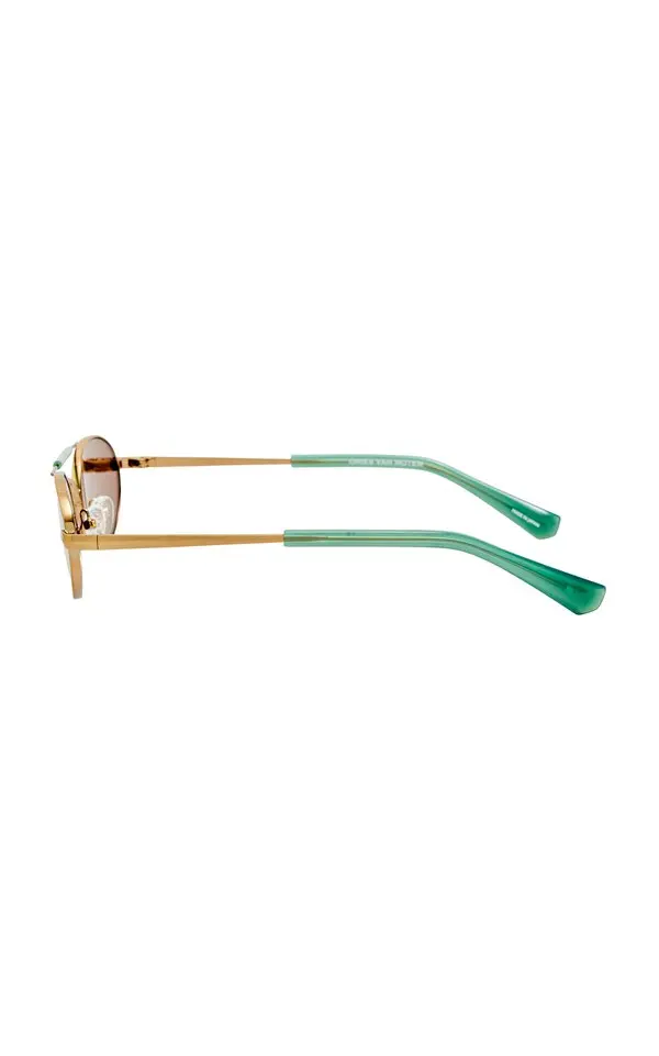 Dries Van Noten Aviator-frame Metal Sunglasses - Brown