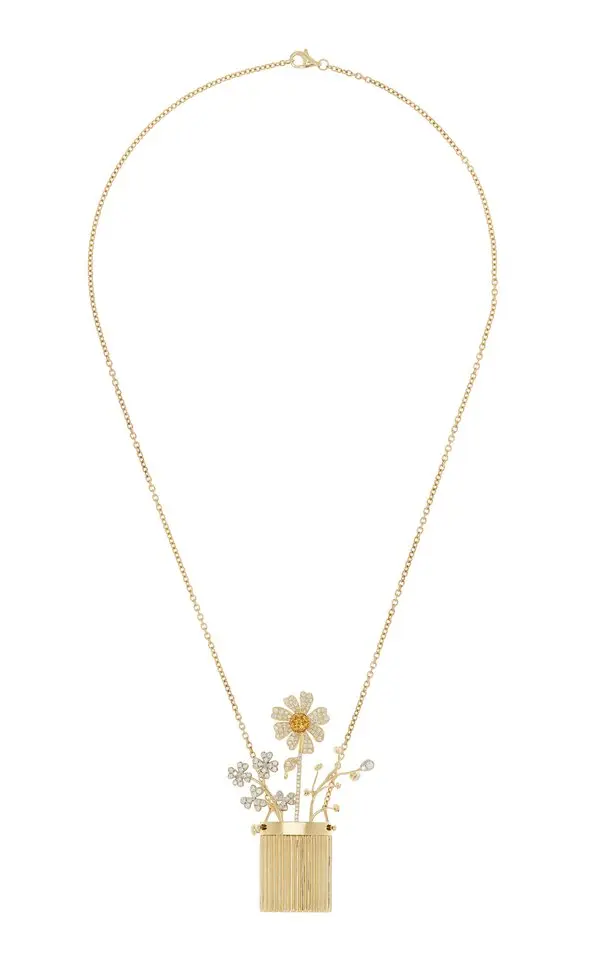 Yvonne Léon Flower In Berlingot Vase Necklace - Multi
