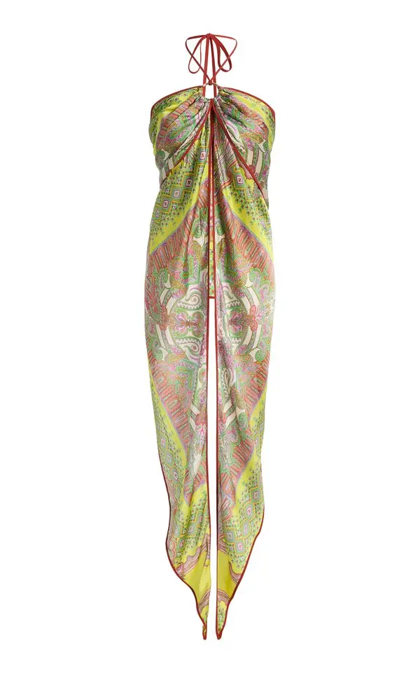 Alexis Vulcano Draped Twill Halter Top - Yellow