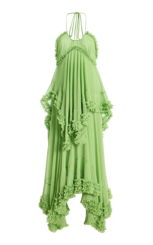 Alexis Ruffled Chiffon Maxi Dress - Green