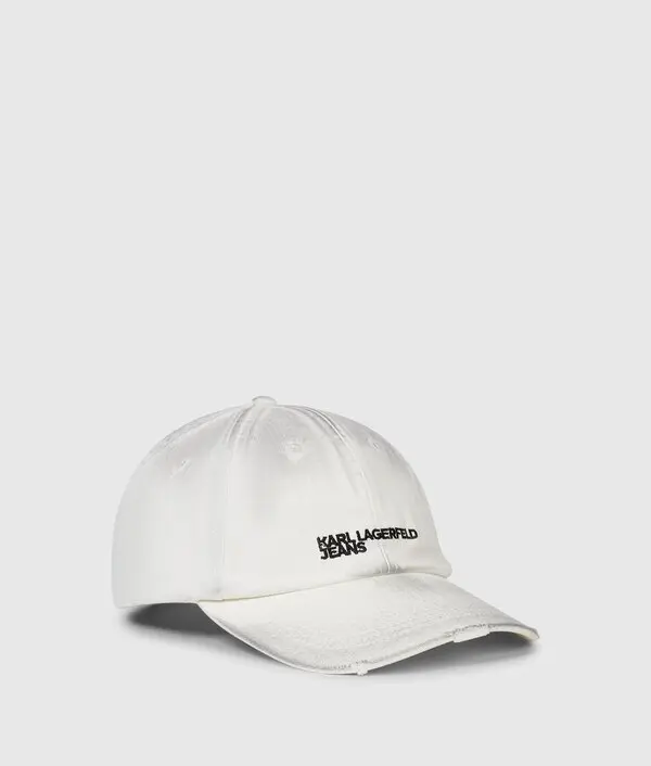 Karl Lagerfeld Washed Logo Baseball Cap - Egret
