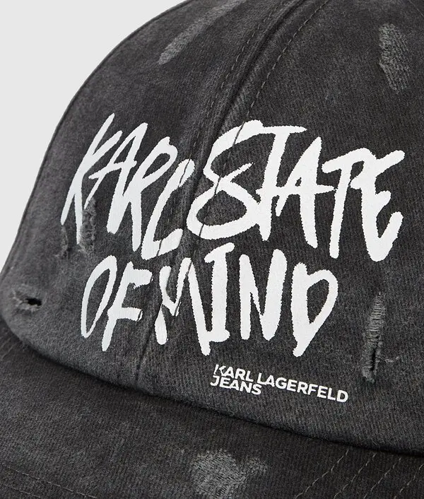 Karl Lagerfeld Washed Canvas Baseball Cap - Black