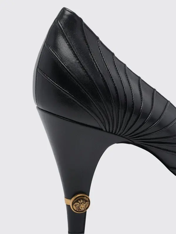 Versace And Brown Lambskin Pumps - Black