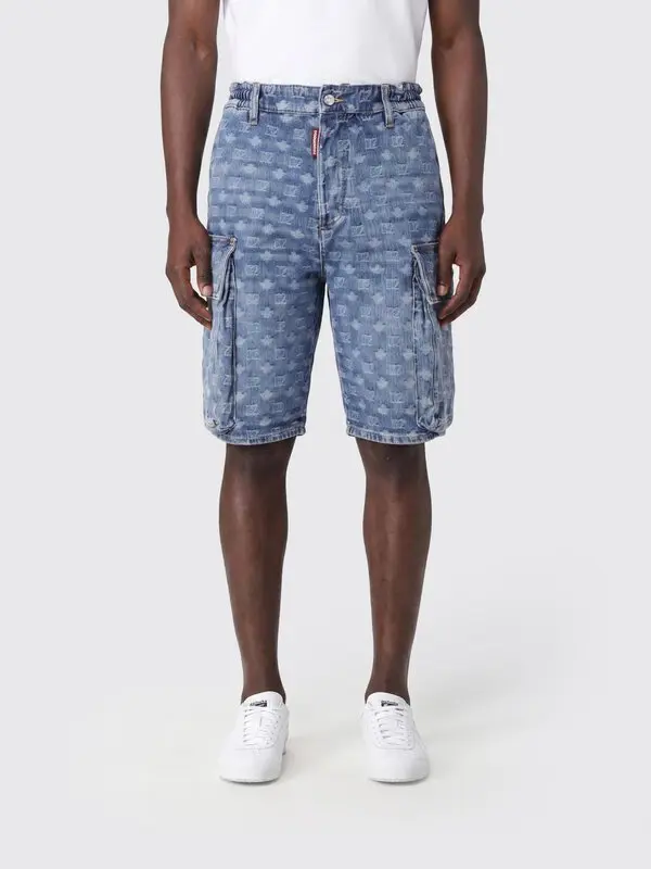 Dsquared2 Monogram Jacquard Denim Cargo Shorts - Navy