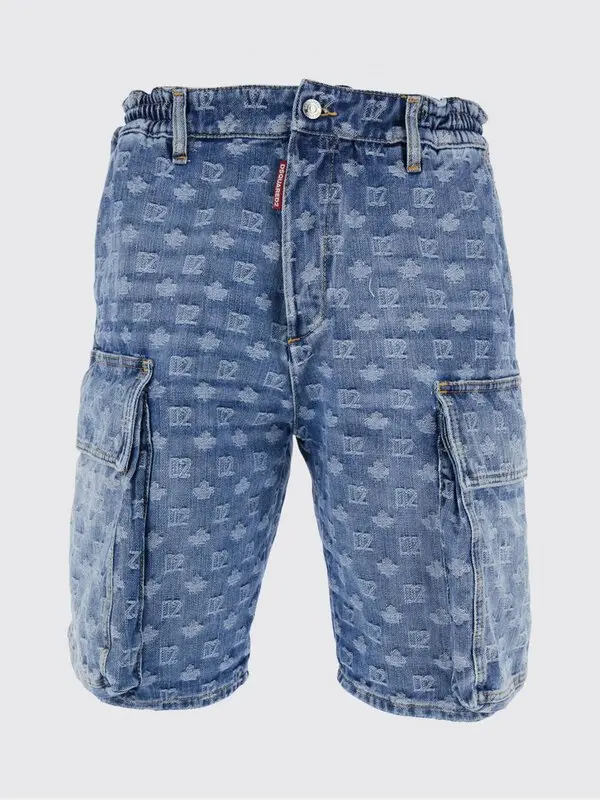 Dsquared2 Monogram Jacquard Denim Cargo Shorts - Navy