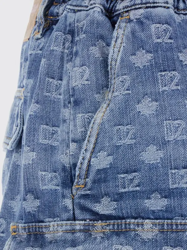 Dsquared2 Monogram Jacquard Denim Cargo Shorts - Navy