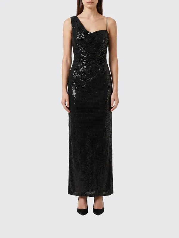 SELF-PORTRAIT One-shoulder Rhinestone Embellished Maxi Gown - Black