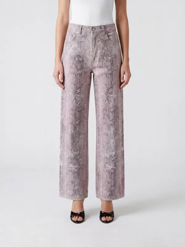 HAIKURE Winona Mid-rise Python-print Wide-leg Jeans