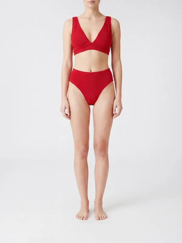 Hunza G Crinkle V-neck Bikini Set - Red