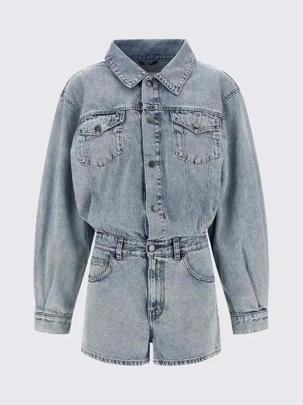 HAIKURE Cotton Denim Boilersuit With Collar And Long Sleeves