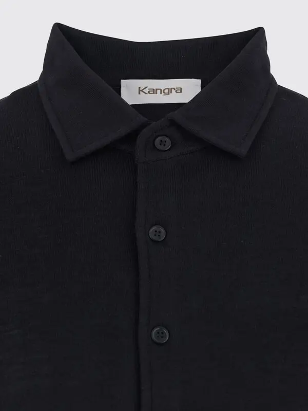 KANGRA Short-sleeved Knitted Polo In Fine Silk And Cashmere