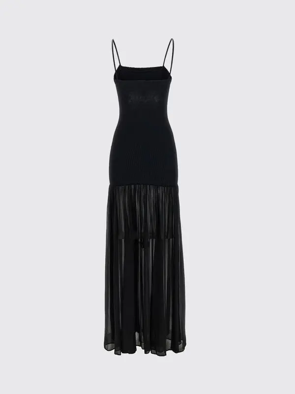 Hunza G Nancy Pleated Jersey Long Dress With A Square Neckline