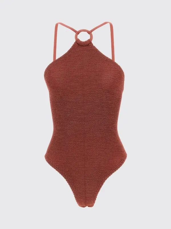 Hunza G Halterneck Crinkle One-piece Swimsuit With Ring Detail
