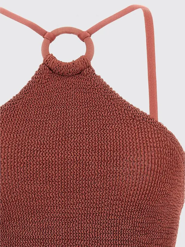 Hunza G Halterneck Crinkle One-piece Swimsuit With Ring Detail