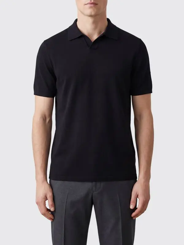 KANGRA Short-sleeved Polo Shirt Knitted In Silk And Cashmere - Black